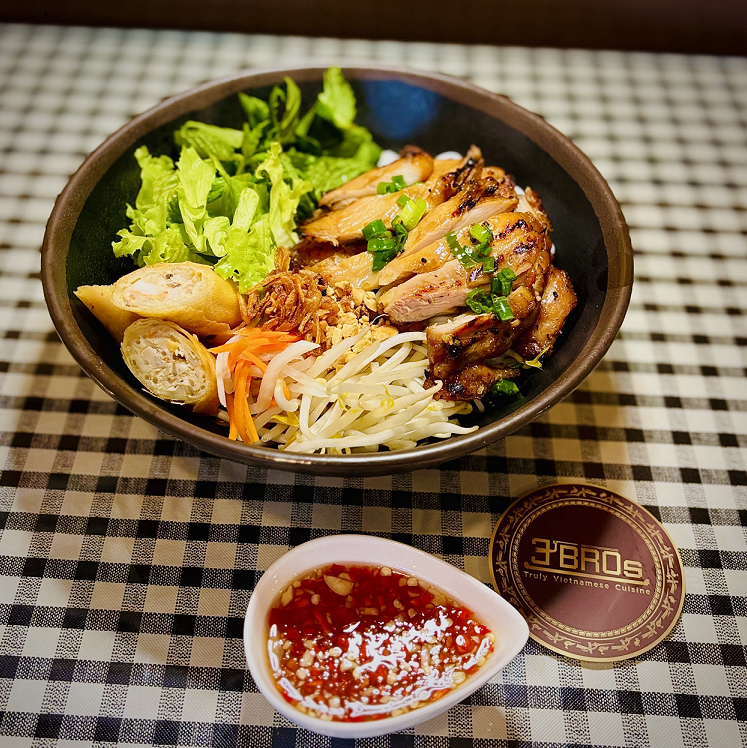 Grilled Chicken & Crispy Egg Roll Vermicelli - Bún Gà Nướng Chả Giò - 3 ...
